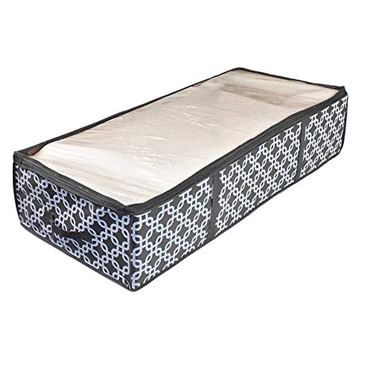 COMPONO 2 Pack Under Bed Storage Containers for Under The Bed Storage with Large Clear Window Carry Handles. Creates Storage Under Bed Organizer for Any Household Items (Pattern, Underbed Storage)