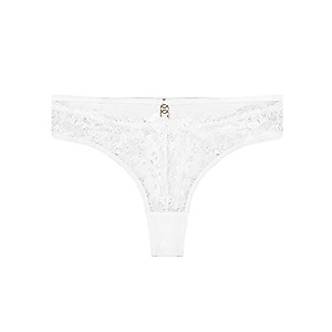 Banamic Womens Panties Thong Lace G-String T-Back Panties Strappy Panties Sexy White