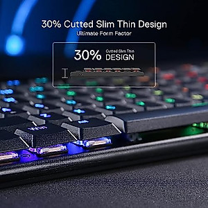 Redragon K622 Horus TKL RGB Mechanical Keyboard, Ultra-Thin Designed Wired Gaming Keyboard w/Low Profile Keycaps, Dedicated Media Control & Clicky Blue Switch, Pro Software Supported