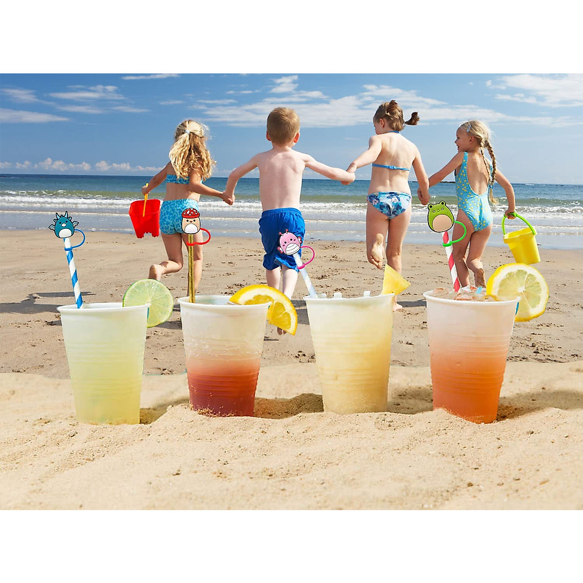 10Pcs Straw Covers Cap, Cute & Ugly Soft Silicone Straw Topper Reusable Dust-Proof Straw Tips 6-8mm for Drinking Straws Plug Straw Caps Decoration Home Kitchen Accessories 2D Style 20