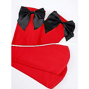 Geyoga 6 Pairs Satin Bow Stockings Women Thigh High Stockings Over Knee Long Stockings Halloween Socks for Women Dress(Average Size,Vivid Color)