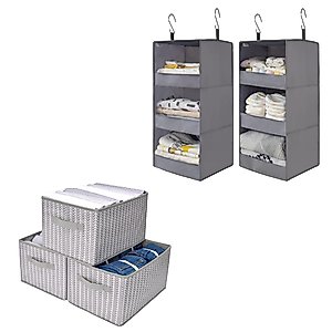 GRANNY SAYS Bundle of 2-Pack Closet Hanging Organizer & 3-Pack Rectangle Storage Bins