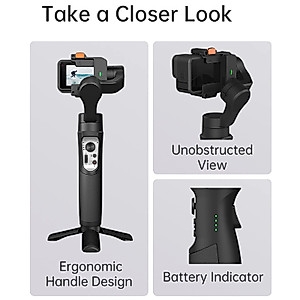 Camera Stabilizer, Handheld Stabilizer Flexible Anti Shake 14h Endurance 3 Connection Quick Release Clip for ONE R