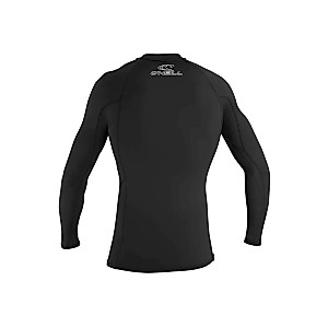O'Neill Wetsuits Men's Basic Skins UPF 50+ Long Sleeve Rash Guard, Black, Large