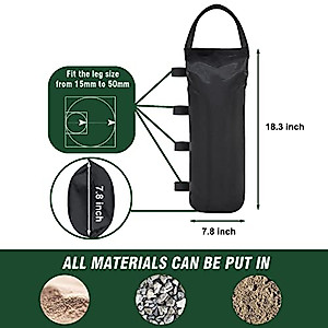 Eurmax USA Weight Capacity 112 LBS Extra Large Pop up Gazebos Weights Sand Bags for Ez Pop up Canopy Tent Outdoor Instant Canopies, 4-Pack,Black (Without Sand) Dark Black