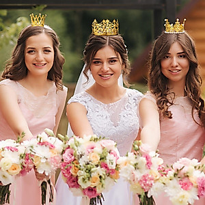 10 Pieces Crown Cake Topper Birthday Mini Crown Pearl Crystal Tiara Vintage Small Crowns Metal Crown Decorations for Wedding Birthday Baby Shower Party, 5 Styles(Gold)