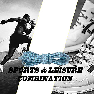 VASGO Sport Round Shoe Laces Reflective, for Sport Sneakers Skates Boots Trainer Sneaker Basketball Shoes [10 Different Lengths Thick 12 Colors] (55inches / 140cm, Sky Blue)