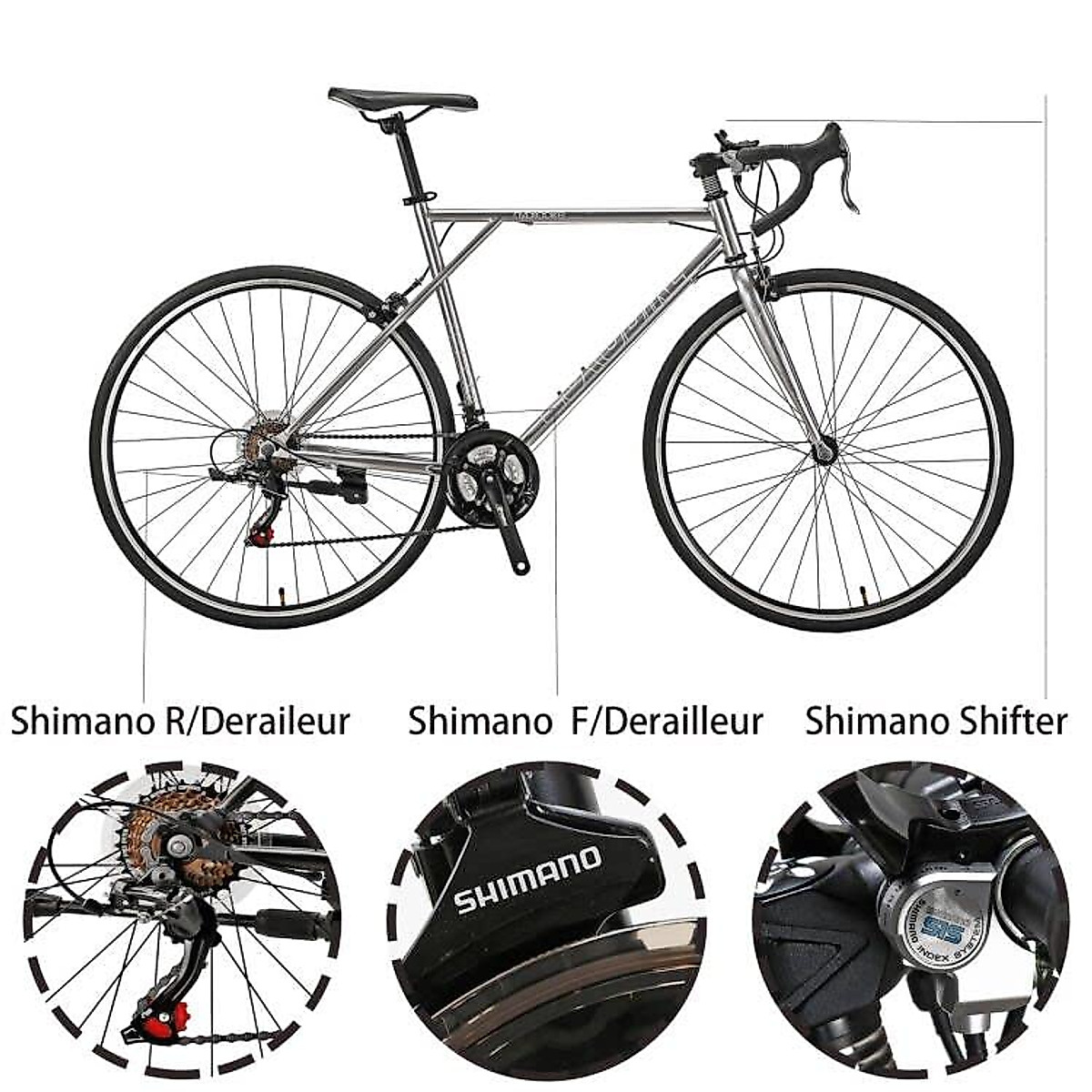 EUROBIKE XC560 Road Bike,54 cm Frame 700C Adult Street Bike,Lightweight Road Bicycle for Women,21 Speed Bikes for Men,Silver