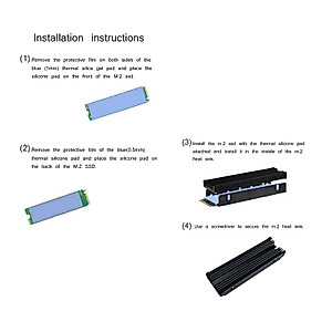 M.2 NVMe heatsink, 2280 SSD Heat Sink Support Single Double Sided with Thermal Silicone Pads for PC / PS5 M.2 PCIE NVMe SSD or M.2 SATA SSD-(2PCS)