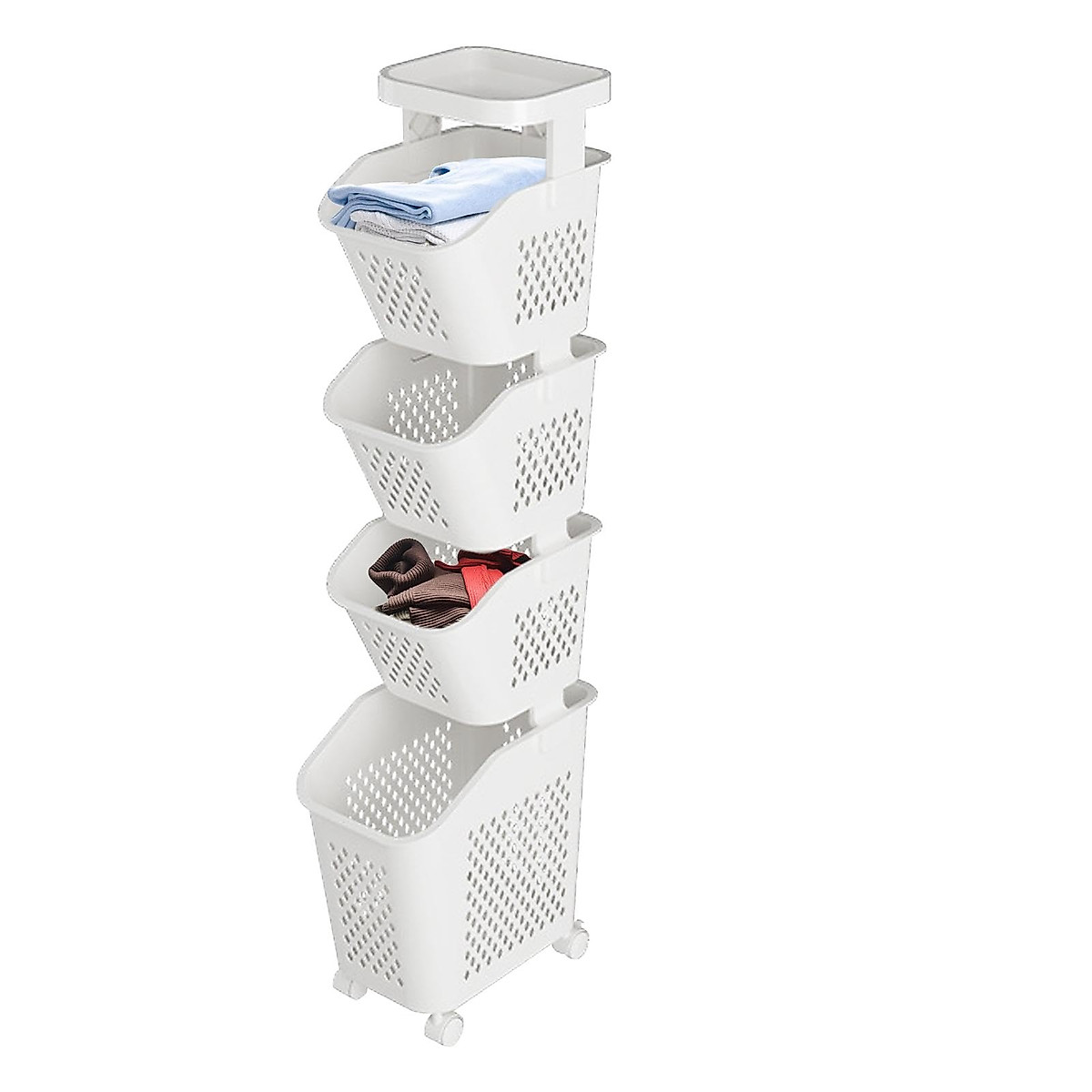 Laundry Hamper - Laundry Basket | Dirty Clothes Hamper | Freestanding Clothes Cart | Multi-Layer Basket Dirty Clothes Hamper | 3/4 Tier Rolling Laundry Cart with Wheels | 360° Rolling Laundry Basket |