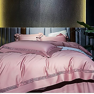 TREXD Long Staple Cotton Hollowed Out Four-Piece Set Cotton Sateen Sheet Bed Cover Wide Brim Series (Color : D, Size : 200 * 230cm)