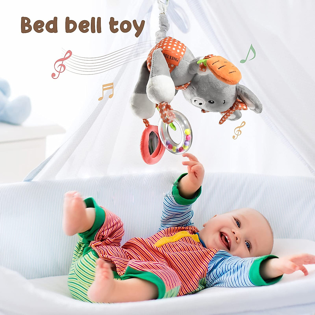 stochastic box Stroller Rattles for Baby, Rattle Music Toy, Car Seat Music Toy for Boys/Girls Newborn Toys 0 3 6 Months Brain Development Rabbit