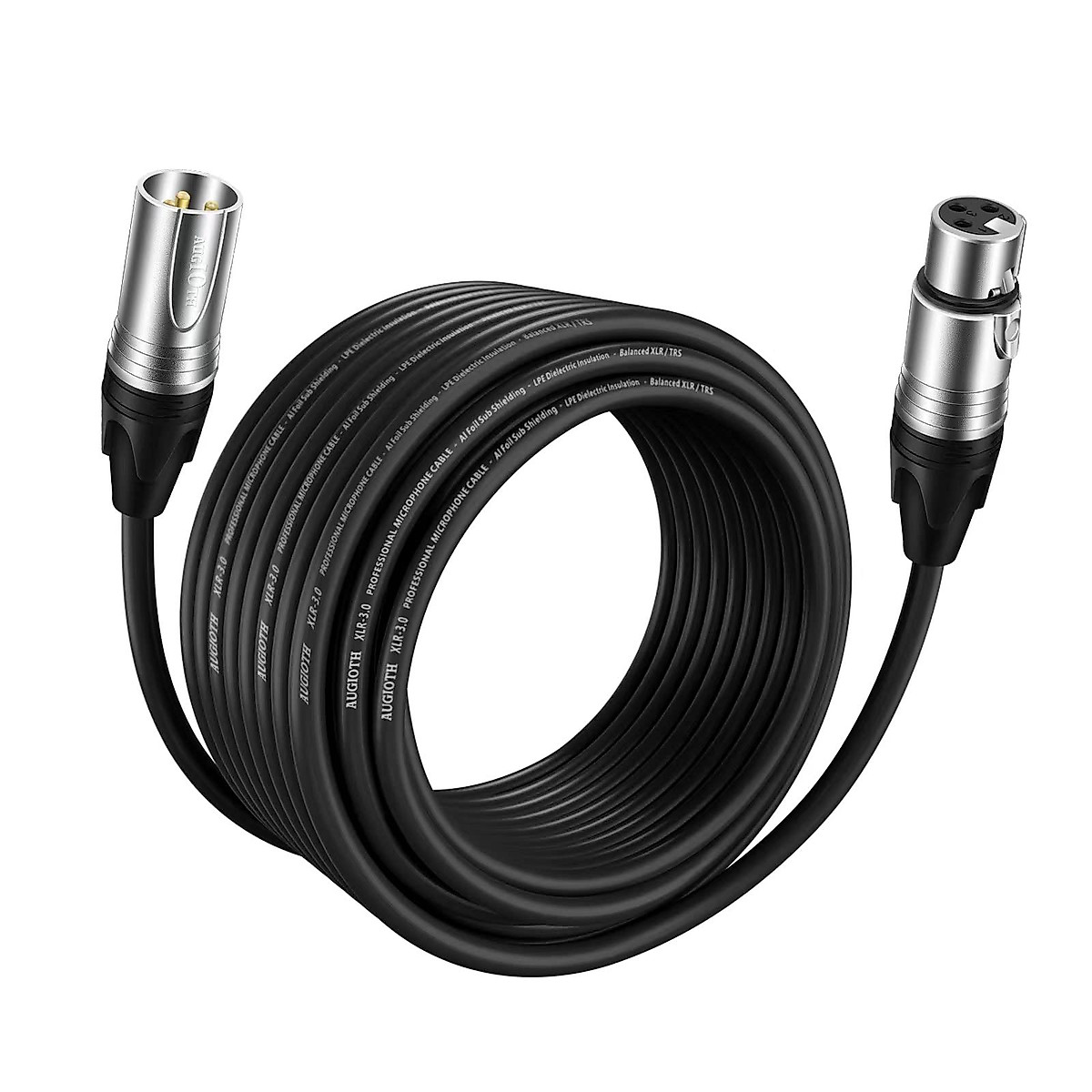 Augioth XLR Cable 100 ft, Microphone Cable, XLR Male to Female Balanced Microphone Cord 3 pin, Mic Cord, XLR Male to Female