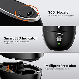 Humidifiers for Bedroom, Ultrasonic Cool Mist Room Humidifier, Auto Shut Off, BPA Free, Whisper Quiet Small Air Humidifier for Bedroom, Office, Desk, Bedside Portable Humidifier