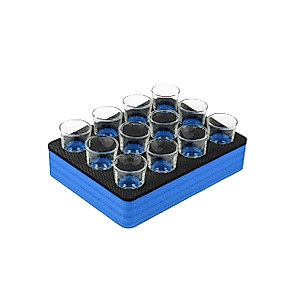 Polar Whale Shot Glass Holder Organizer Modern Tray for Home Kitchen Bar or Club Party Durable Blue and Black Durable Foam Serving Rack 10 Inches Wide Holds 12 Shots
