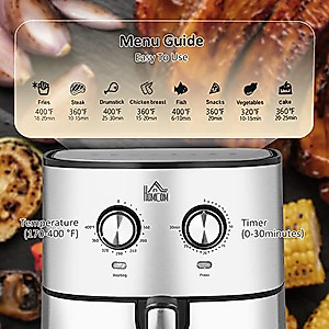 HOMCOM Air Fryer, 1700W 6.9 Quart Air Fryers Oven with 360° Air Circulation, Adjustable Temperature, Timer and Nonstick Basket for Oil Less or Low Fat Cooking