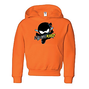Ninja Kidz Official Original Logo Boys Pullover Hoodie, Dress your Ninja Kids in Cool Kids Clothes, Ninja Sweatshirt Merch & Boys Sweaters, Orange Hoodie, Size Youth X-Large