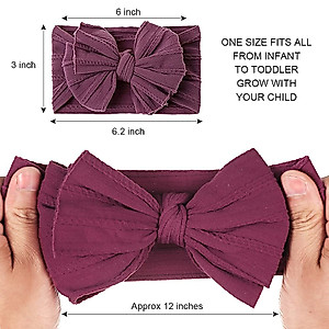 JIAHANG Baby Big Hair Bow Head Wrap, Turban Knotted Knitted Headbands, Soft Silk Stretchy Hair Bands 9PCS for Newborn Infant Toddlers
