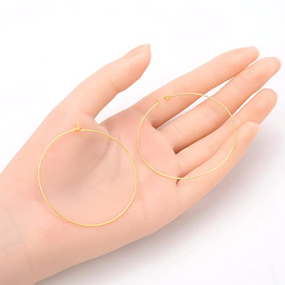 20pcs Adabele Hypoallergenic Tarnish Resistant 50mm Gold Round Hoop Connector (Wire 0.7mm/21 Gauge/0.028 inch) for Earrings Pendant Wine Glass Charm Jewelry Making BF3-5