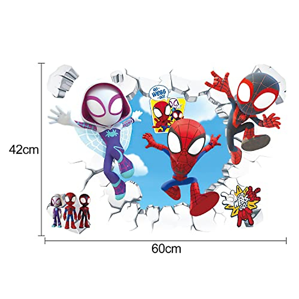 Spiderman Wall Stickers Boys Cartoon Bedroom Background Wall Decoration Self-Adhesive Wall Sticker PVC Material 3D Cartoon