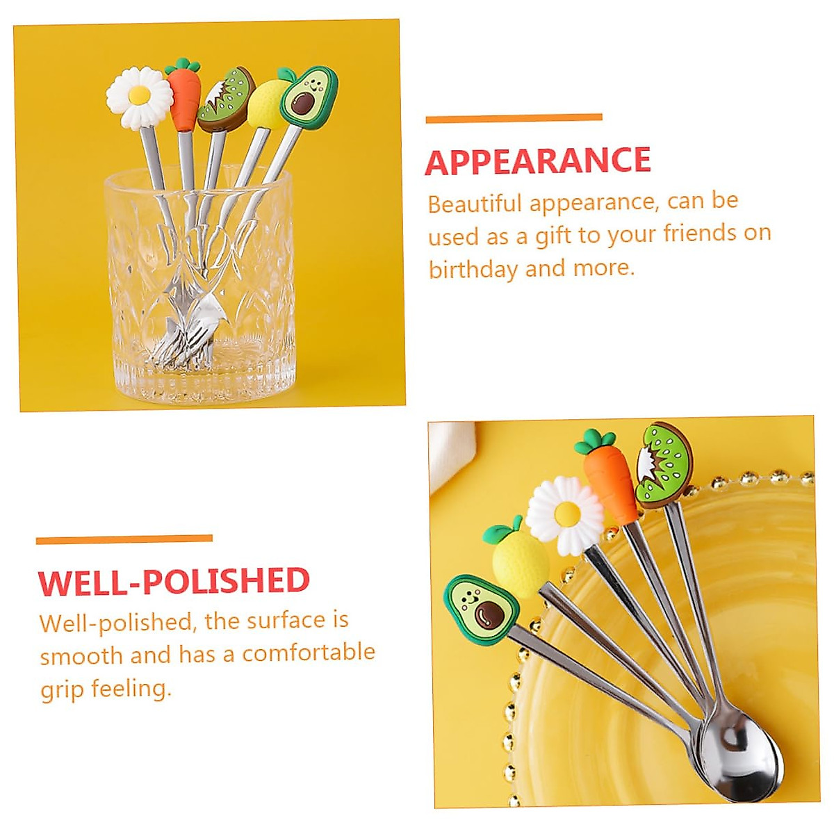 12 Pcs Fork Spoon Dessert Spoons Ice Cream Spoon Lovely Spoon and Forks Dessert Forks Stainless Steel Forks and Spoons Stainless Steel Spoons and Forks Delicate Spoon Mixing Spoons