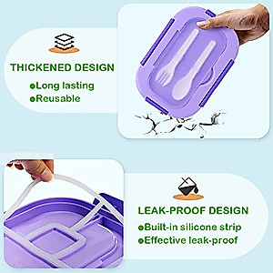 HONZUEN Bento Lunch Box, 4-Compartment Lunch Salad Container, Lunch Box Kit with Spoon and Fork, Microwave Safe Meal Prep Containers for Sandwich, Pasta, Fruit, Travel (Purple)