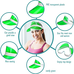Tarpop 8 Pack Casino Visor Bingo Visors Poker Hat Accessories Dealer Visor Bulk Clear Sun Visors for Women(Green)