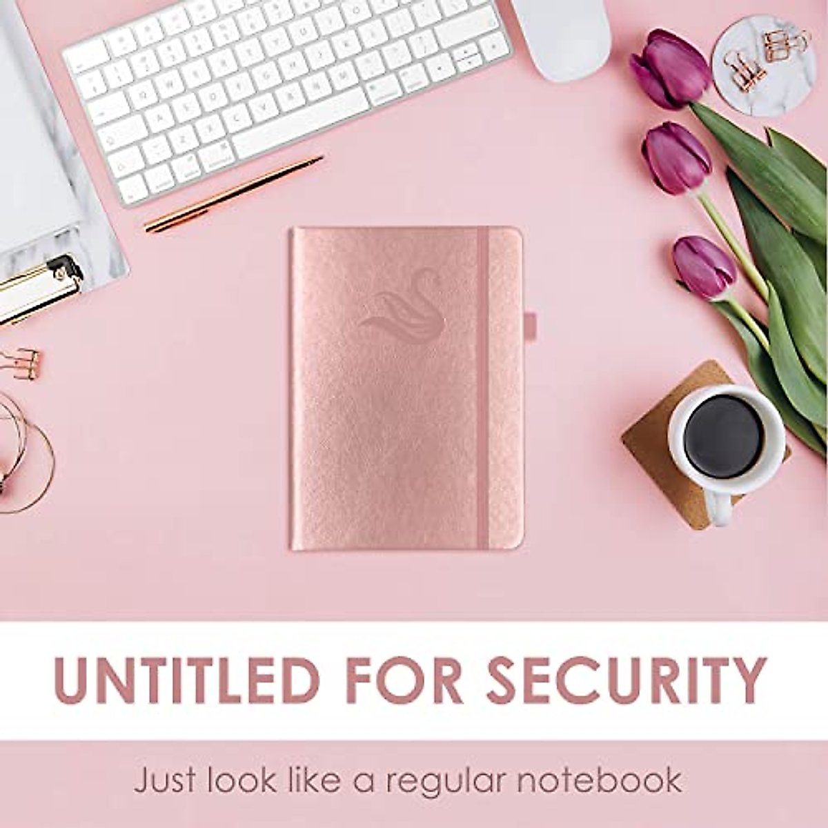 JXSELECT Elegant Address Book with Alphabetical Tabs, Hardcover Address Log Book & Password Keeper, with Contacts, Phone Numbers, Birthdays, Anniversaries and Notes Section (5.2x7.7") (Rose Gold)