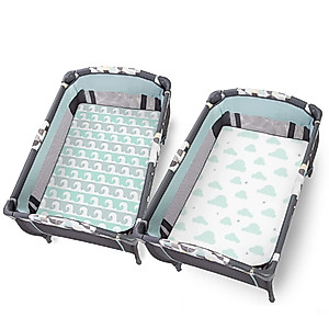 100% Organic Cotton Fitted Sheets for Graco Pack n Play, Babyletto, Pamo Babe, Hiccapop, Dream on Me, Evenflo, Baby Trend, Hygge Hush Portable/Mini Crib/Playards, and Beka Bedside Bassinet 2 Pk