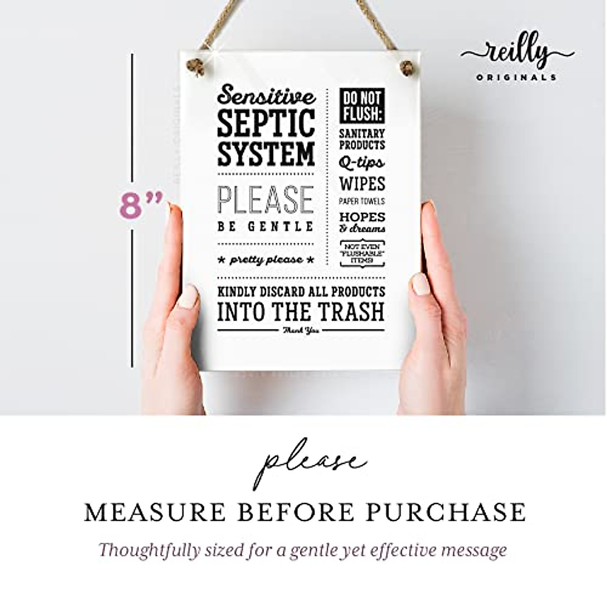 6x8 Inch Septic System Please Be Gentle Designer Bathroom Sign ~ Ready to Hang ~ Premium Finish, Durable