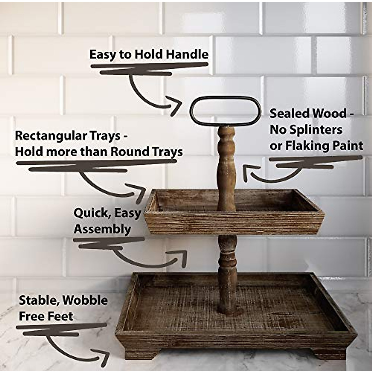 Farmhouse Tiered Tray Stand - Two Tier Tray - Wood Tiered Tray Decor Holder - 2 Tier Tray Stand Farmhouse - Wooden Tiered Stand Farmhouse - Two Tiered Tray Farmhouse - 2 Tiered Tray Farmhouse - Rustic