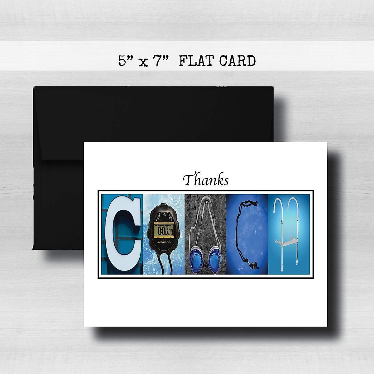 Personalized Swimming Coach Thank You Card, 5"x 7" FOLDED CARD, Greeting Cards