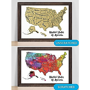 JARLINK Scratch Off USA Map Poster, 12x17 inches United States Map with Unique Accessories Set, Personalized Travel Poster, Gift for Travelers
