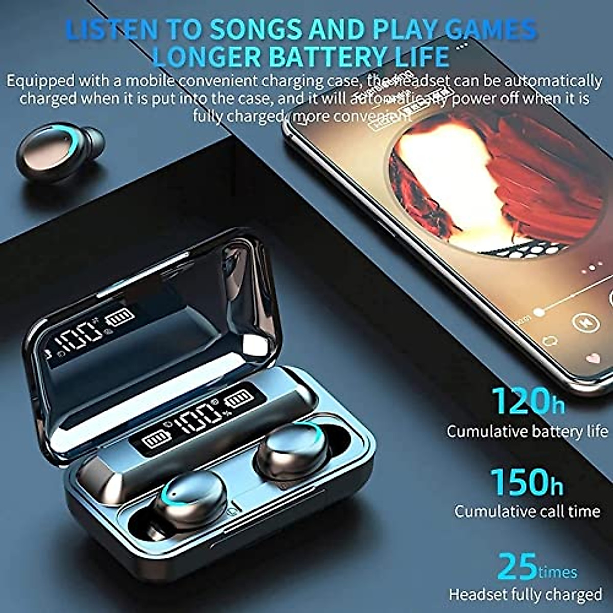 TWS F9, Bluetooth Earphones (Black). Touch Access Wireless & Bluetooth. Android & iPhone, Great Sound/Bass. USB Cable & Chargeable Case. Extra Buds Included. Good for Travel, Gym, All The Above.