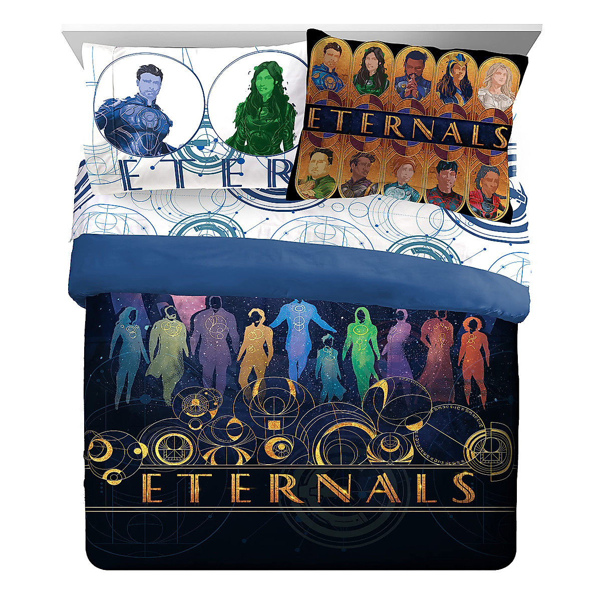 Jay Franco Marvel Eternals Space Force 7 Piece Queen Size Bed Set - Includes Comforter & Sheet Set Bedding - Super Soft Fade Resistant Microfiber (Official Marvel Product)