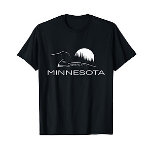 Minnesota - Loon and Trees in Moonlight T-Shirt