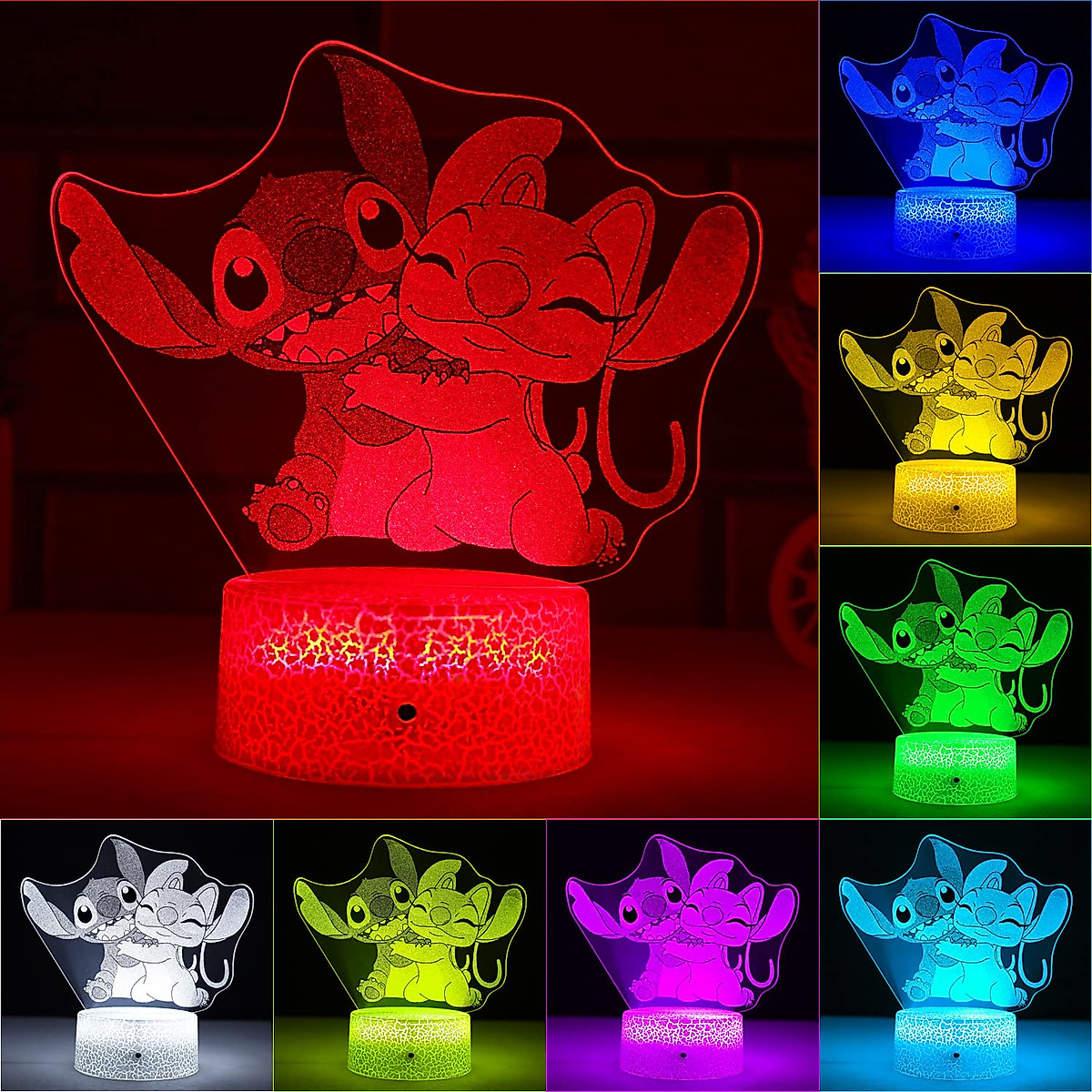 qiujonvy Stitch Night Light,Stitch Lamp with Remote & Smart Touch 16 Colors Changing Dimmable Anime Table Lamp, as Perfect Birthday Xmas Stitch Gifts for Boys and Girls
