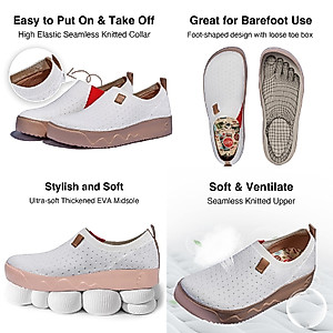 UIN Women's Art Travel Walking Shoes Slip On Casual Lightweight Wide Toe Fashion Sneaker Toledo Ⅸ Bright White (7)