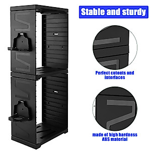 SIKEMAY Game Storage Tower for PS5/ PS4/ Xbox Series S & X/Xbox, Universal Video Games Discs Organizers 24 PCS with 4 Controllers Holder, Game Disk Box Stand Rack Accessories - Black