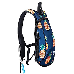 Vibe Hydration Pack Backpack with 2L Bladder for Women, Men, Teens, Kids - Sports, Outdoor, Running, Camping, Hiking, Festivals, Raves (Pineapple)