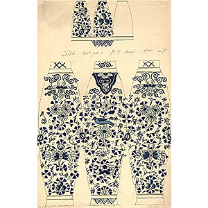 An original design for three porcelain vases