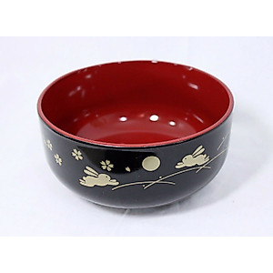 JapanBargain 2943, Soup Bowls Japanese Plastic Bowls Cereal Bowl Rice Bowl, Bunny and Moon Pattern, Made in Japan, 5-inch, 2 Pack