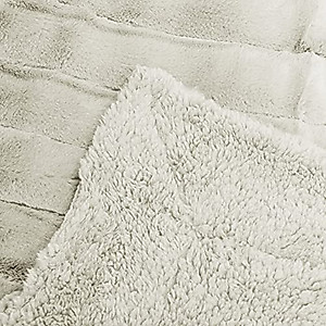 Home Soft Things Super Mink Faux Fur Throw, 60" x 80'', Oatmeal, Luxurious Fluffy Cozy Elegant Throw with Sherpa Backing Fuzzy Throw for Couch Living Room Bedroom Home Décor