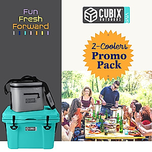 Viva 25QT Portable Rotomolded Hard cooler, Heavy Duty Cooler Ice Chest + 8L Small Soft Cooler Bag Waterproof Lunch Box, Insulated Bag & Cooler, 5-day cold retention for Travel, Beach, Camping, Fishing