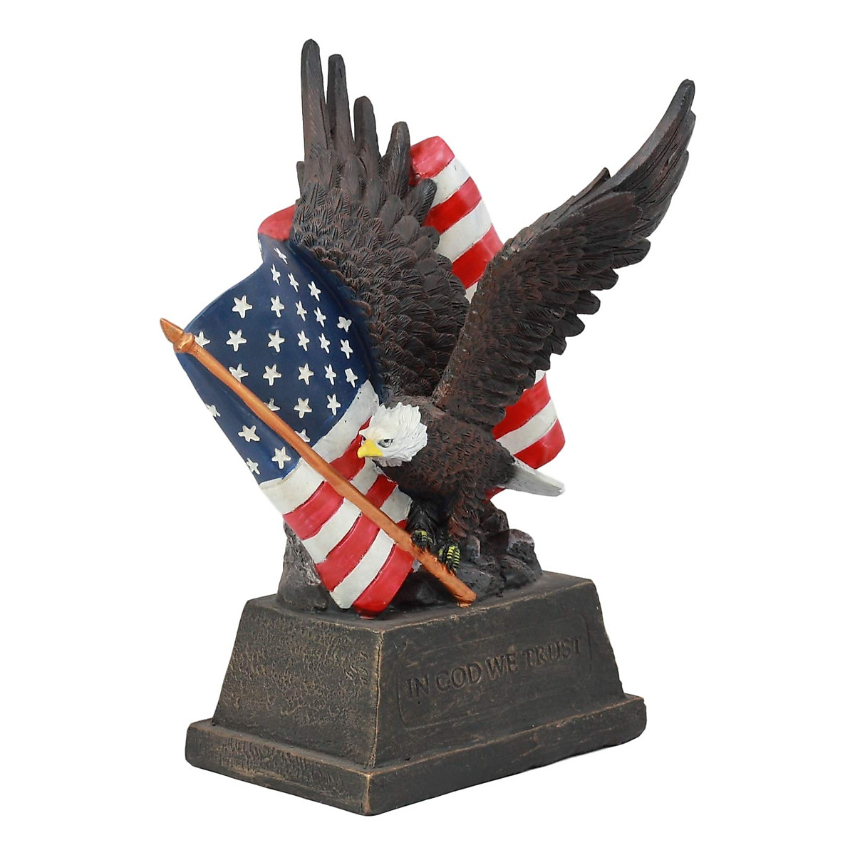 Ebros Patriotic Pride and Honor Bald Eagle Clutching American Flag Statue 10.75" Tall Wildlife Decor Figurine