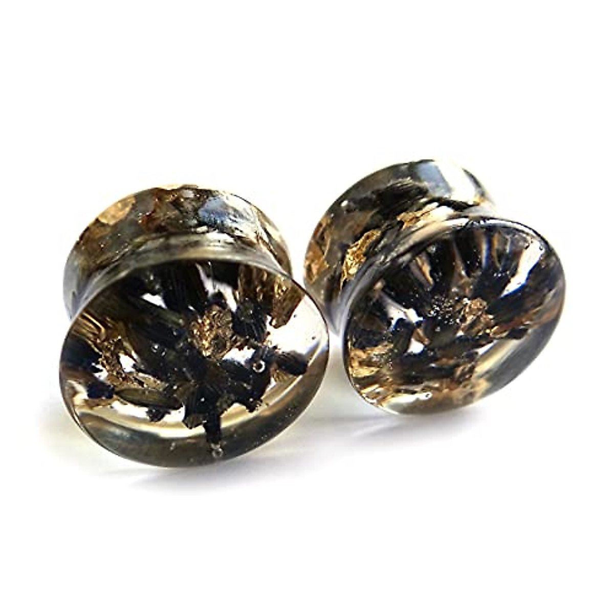 Eternity31 Lavender bridal plugs jewelry gold wedding gauges real flower plugs ear tunnels floral plugs (40mm / 1 9/16" / Pair)