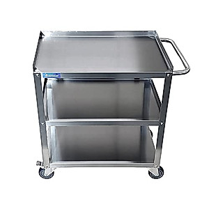 AmGood Stainless Steel Utility Cart | 21" Wide X 33" Long X 33" High | 3 Shelf Metal Utility Cart on Wheels with Handle | for Home & Business Use