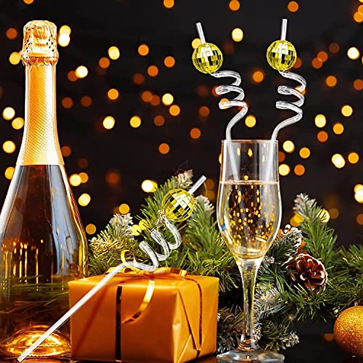 10 Pcs Mirror Disco Ball Straws Disco Party Decorations 70s Disco Decorative Straws Bachelorette Straws Mini Disco Straw Decor for 70s Disco Party Dance Holiday Wedding Birthday Supplies (Colorful)