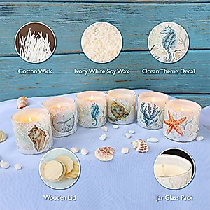 CRYSTAL CLUB Scented Candles Gift, 6 Pack Ocean Theme Aromatherapy Candle, Hand Poured Natural Soy Wax, Small Jar Candles Set for Travel, Yoga, Home Decor