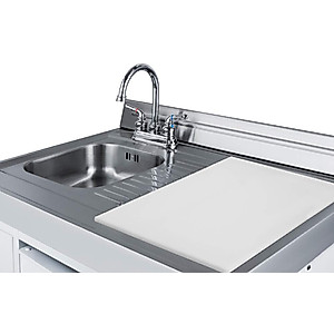 Summit Appliance ACK54COILW 54" Wide All-in-One Kitchenette with 220V 4-Element Electric Coil Range, Refrigerator-Freezer, Sink, Cutting Board and Cutlery Storage, and a Storage Cabinet